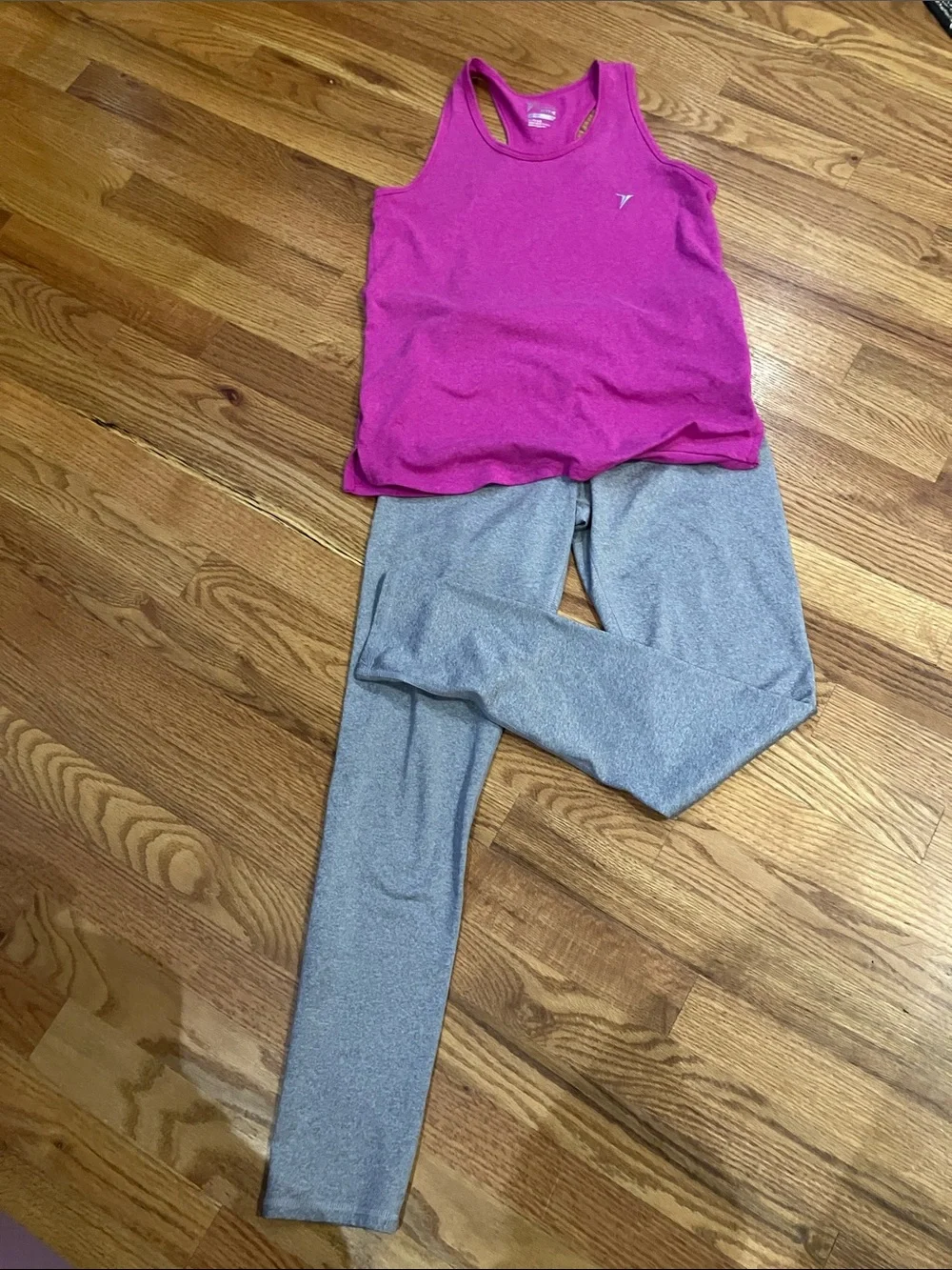 Old Navy | Bottoms | Old Navy Active Girls Pink Tank And Gray Ankle ...